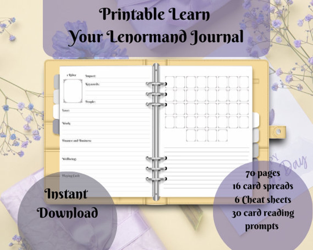 Printable Pdf Lenormand Journal, Learn Your Lenormand, Lenormand Guide ...