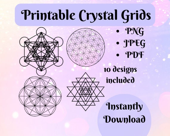 Printable Crystal Grid, Sacred Geometry, Flower of Life, Seed of Life ...