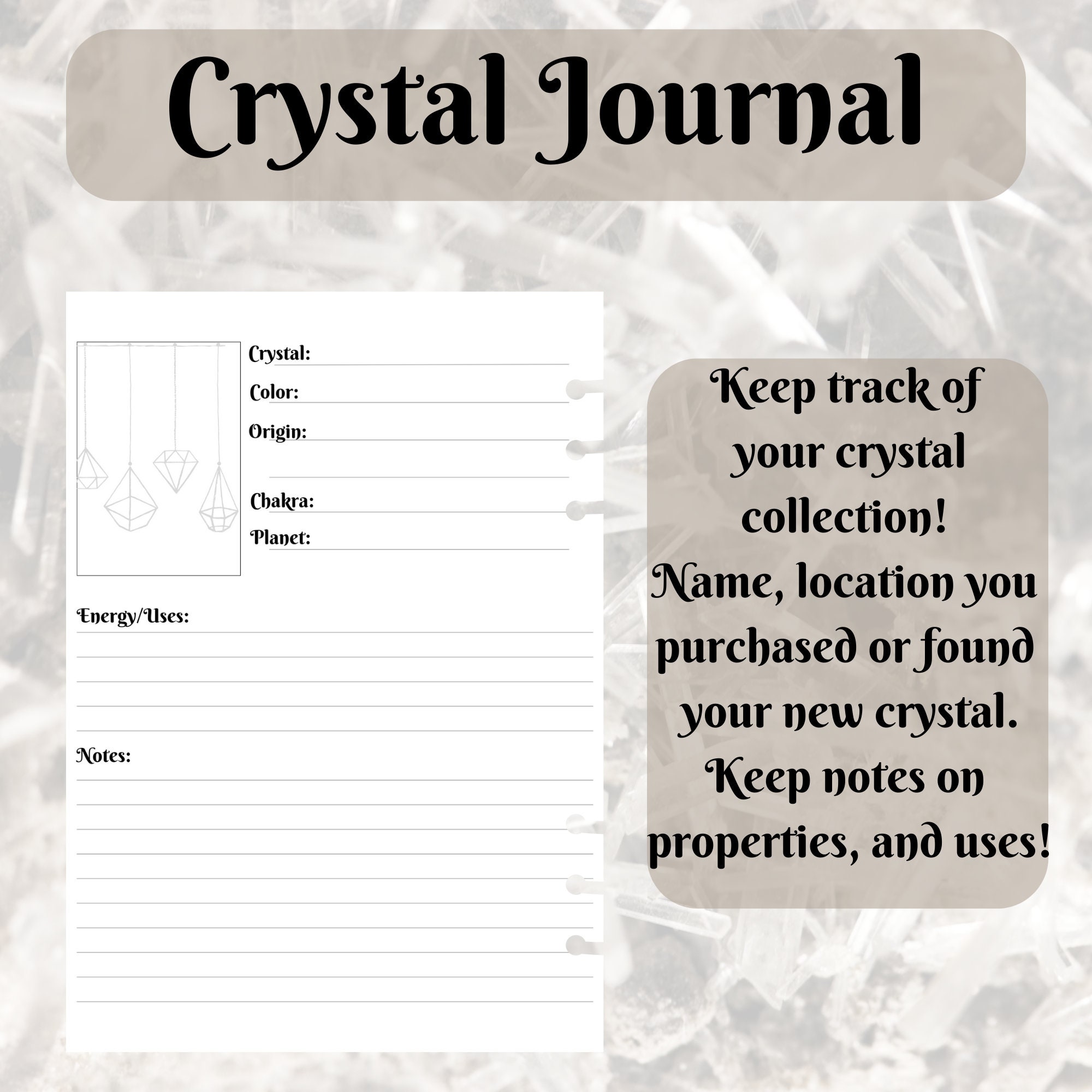 Printable Crystal Journal, Crystal Grid Digital Downloads, Holistic ...