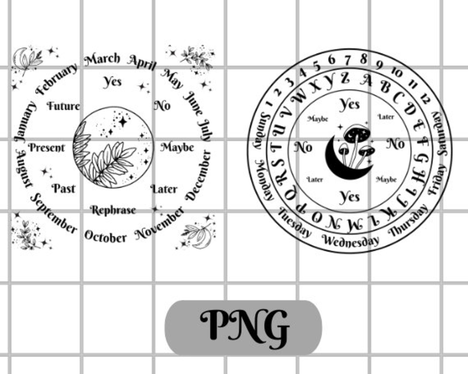 Printable Pendulum Board Png, Pdf, Jpg, Round Spirit Board, Square ...