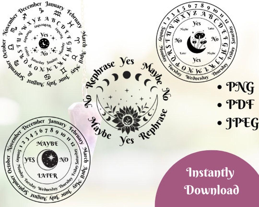 Printable Pendulum Board Png, Pdf, Jpg, Round Spirit Board, Divination ...