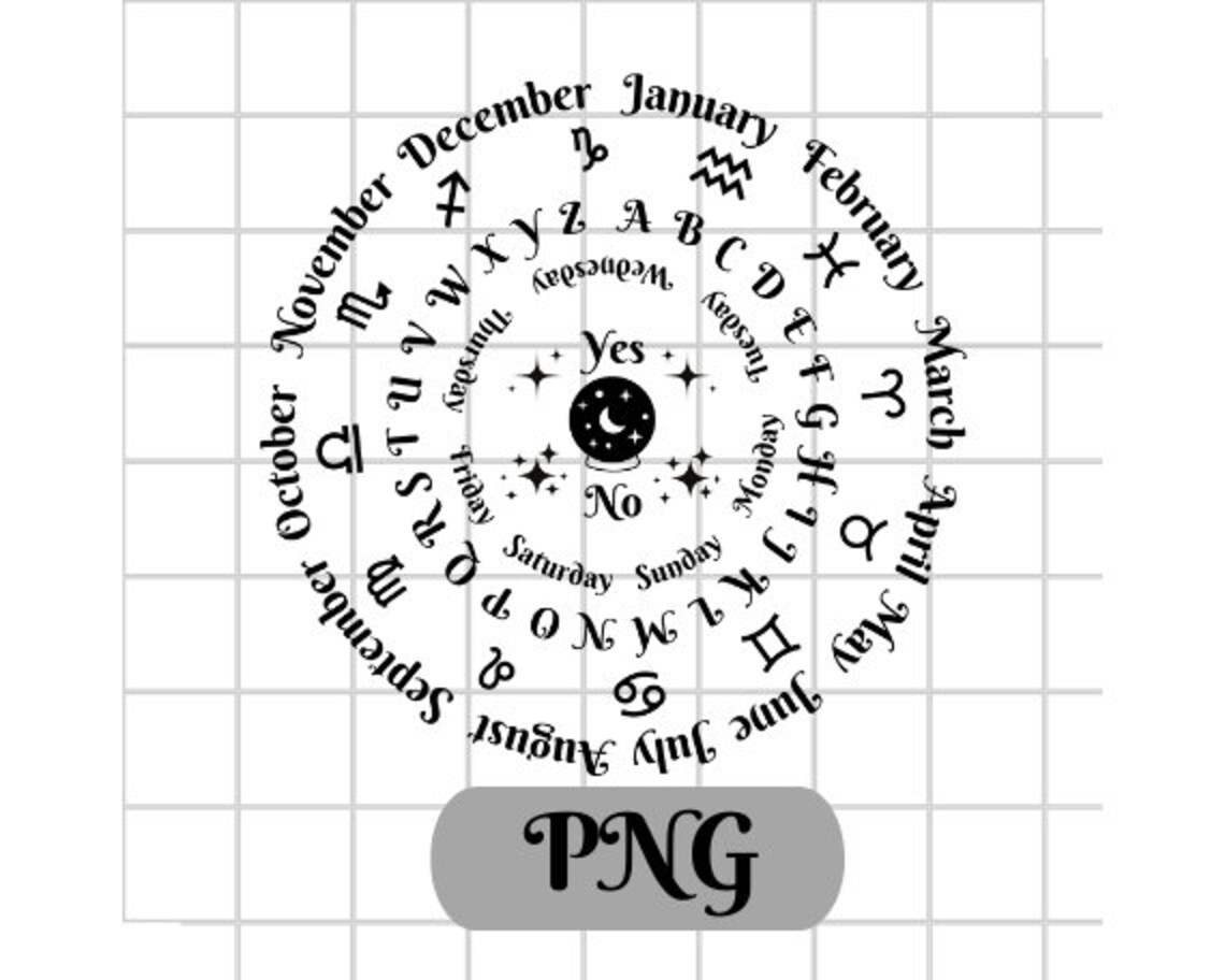 Printable Pendulum Board Png Pdf Jpg Round Spirit Board - Etsy UK