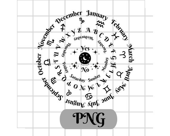 Printable Pendulum Board Png Pdf Jpg Round Spirit Board - Etsy