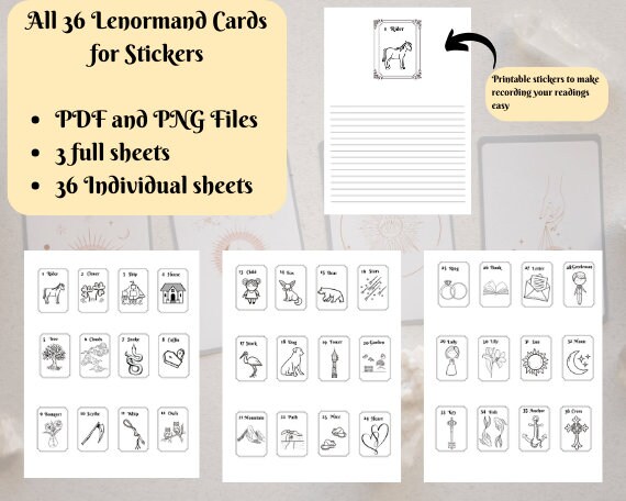 Printable Lenormand Journal With Lenormand Stickers, Learn Your ...