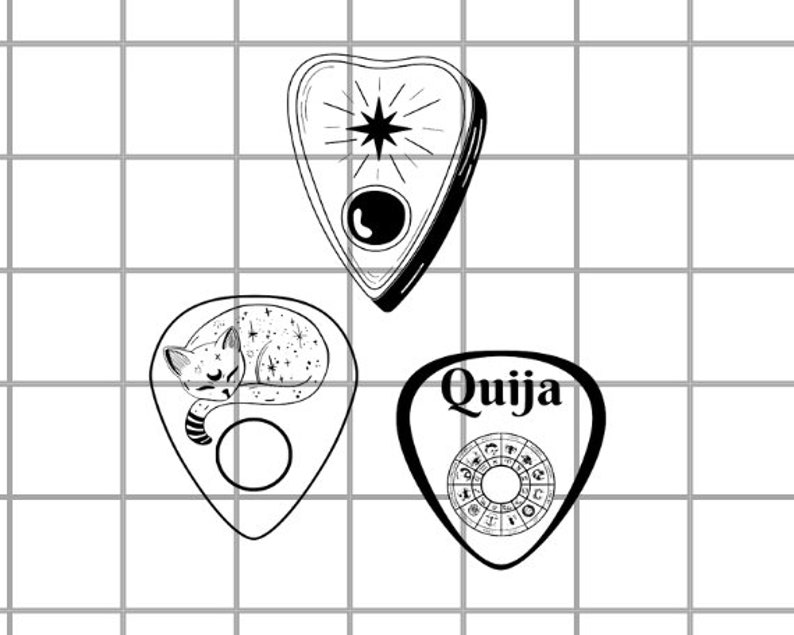 4 Printable Ouija Boards, 6 Planchette, Round and Square Spirit Board ...