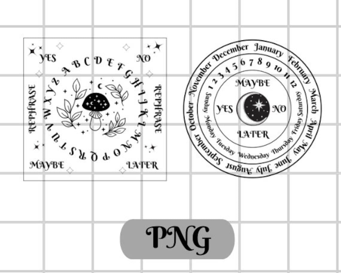 Printable Pendulum Board Png, Pdf, Jpg, Round Spirit Board, Square ...