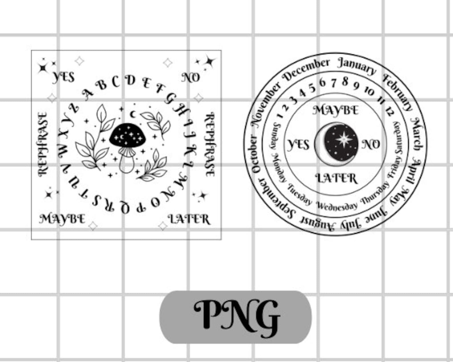 Printable Pendulum Board Png, Pdf, Jpg, Round Spirit Board, Square ...