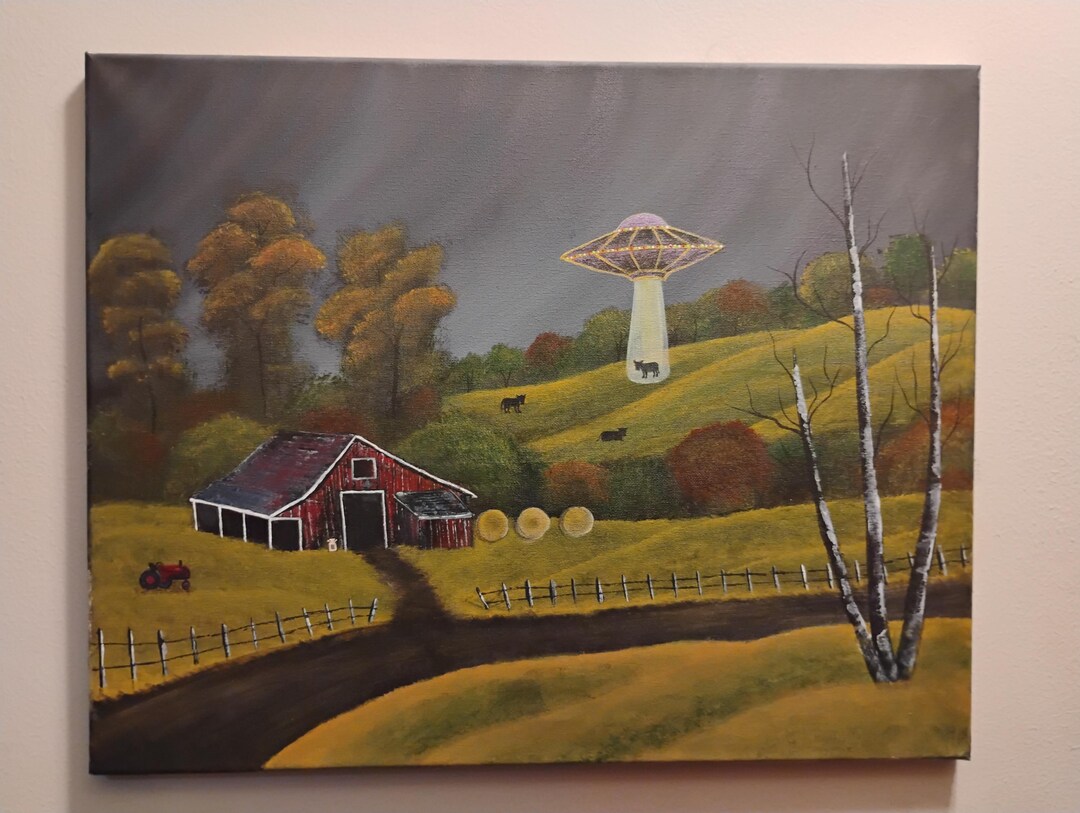 Farm UFO Painting - Etsy