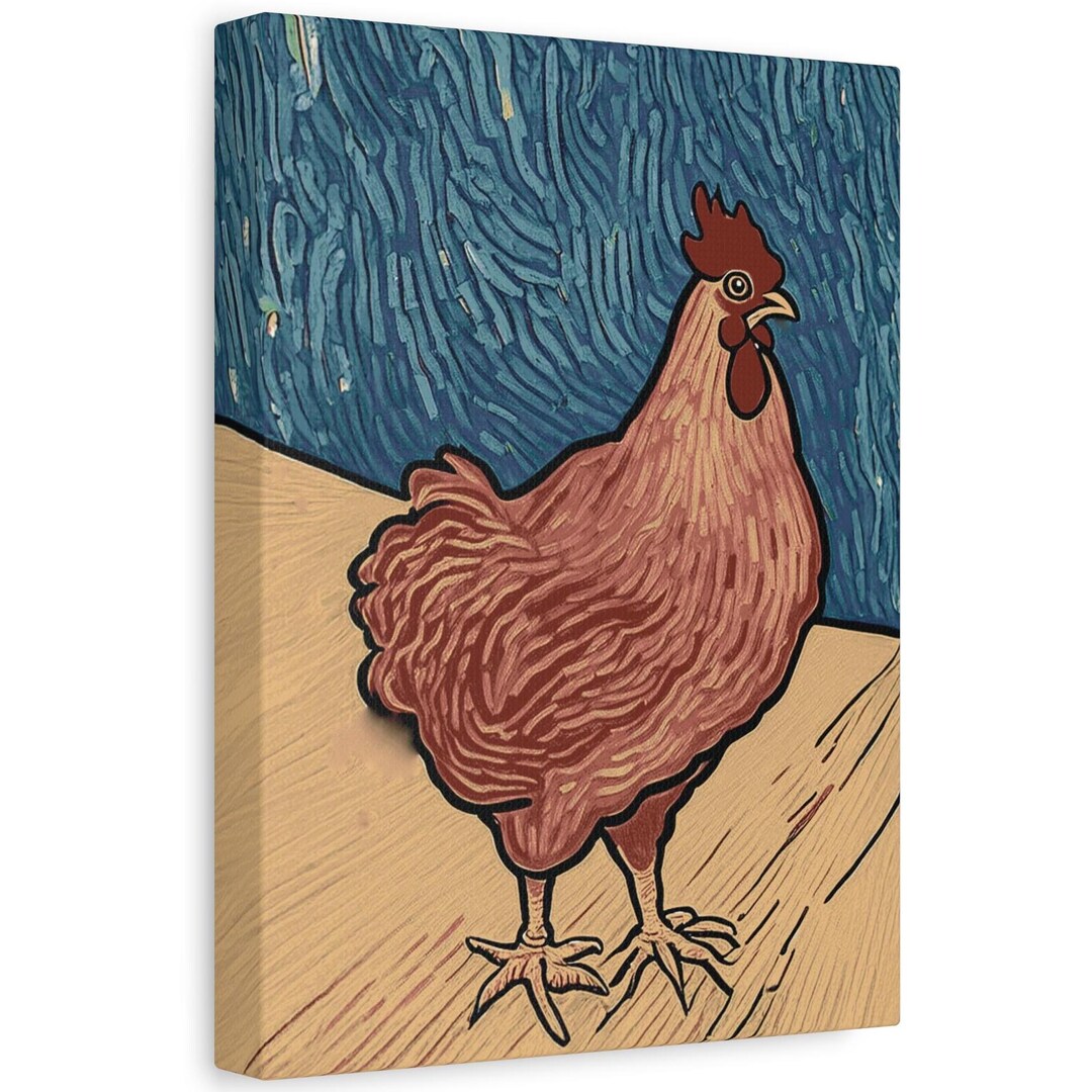Van Gogh Chicken Wall Art, Unique Farmhouse Decor, Artsy Poultry Print ...
