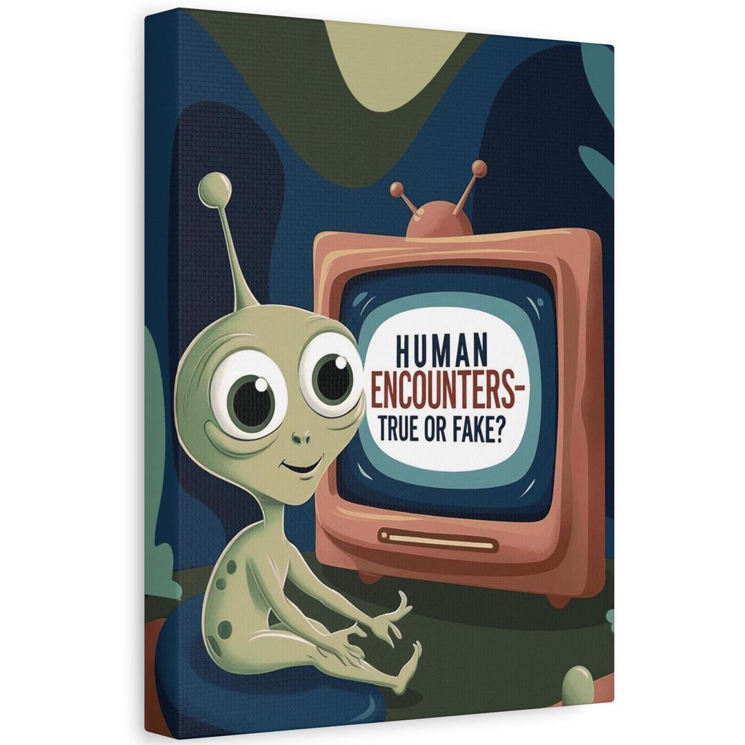 Cute Alien Watching TV, Sci-fi Humor Wall Print, Funny UFO Canvas ...