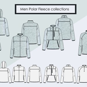Illustrator Men Polar Fleece Cad Drawings 4 Samples Front and Back ...