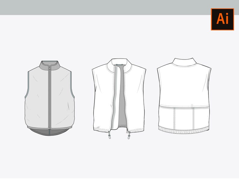 Fashion CAD Template | Adobe Illustrator Sketch: Vest Design for Kids 2 ...