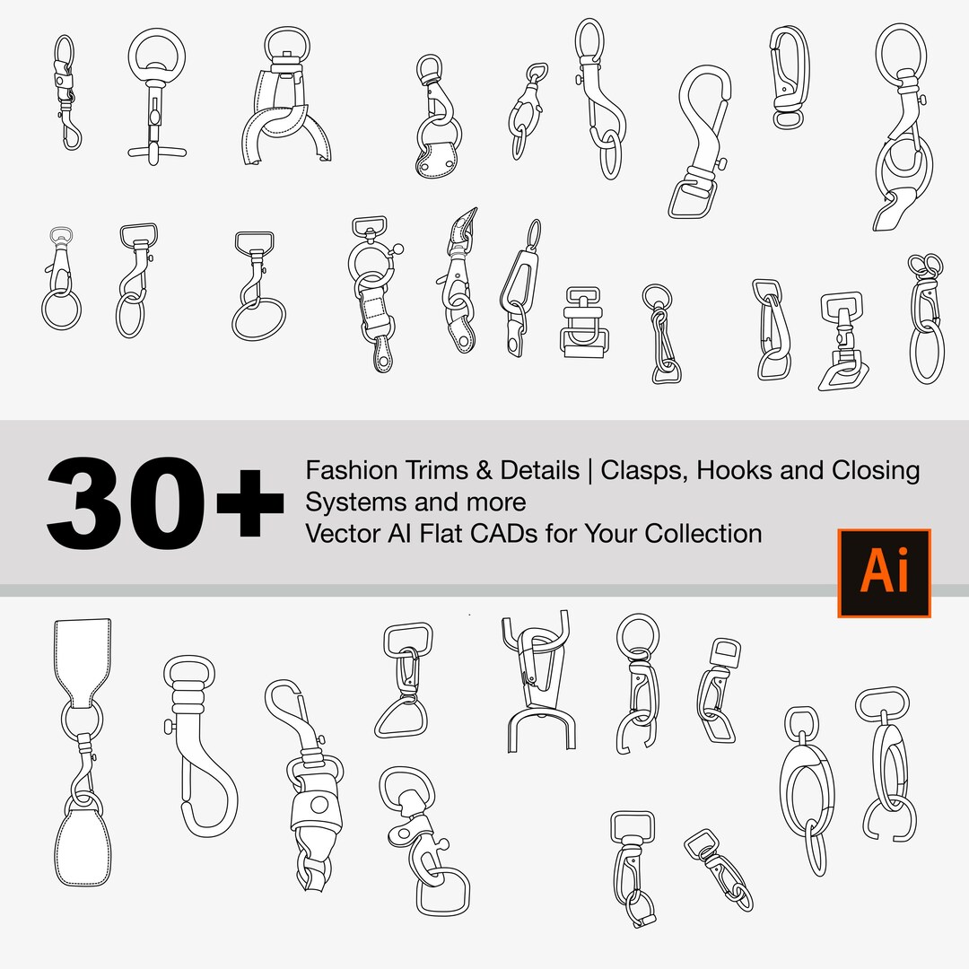 30+ Illustrator Fashion Trims Collection: Clasps, Hooks, Claw, Swivel ...