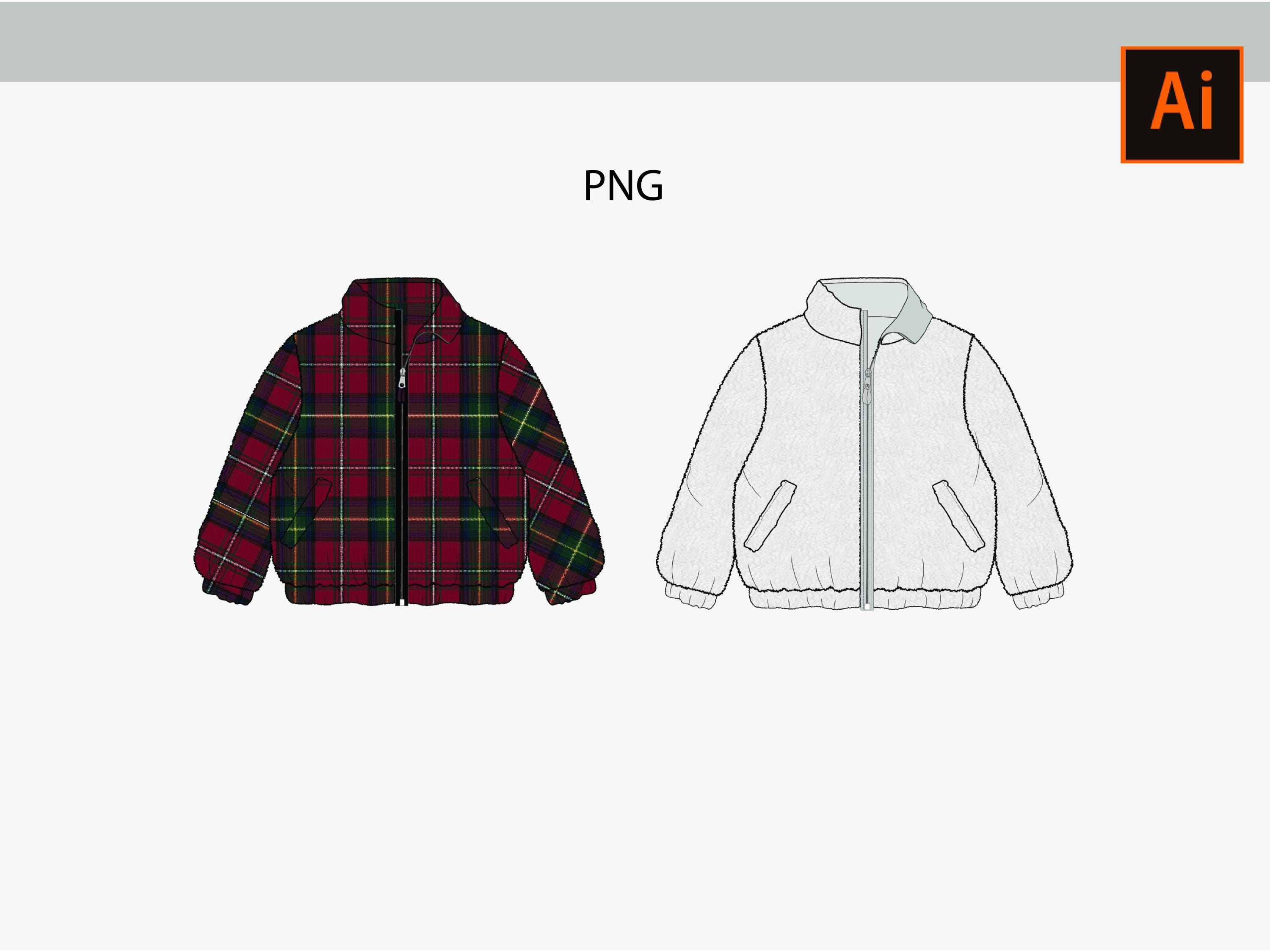 Fashion CAD Template | Adobe Illustrator Sketch: Sherpa Jacket Kids ...