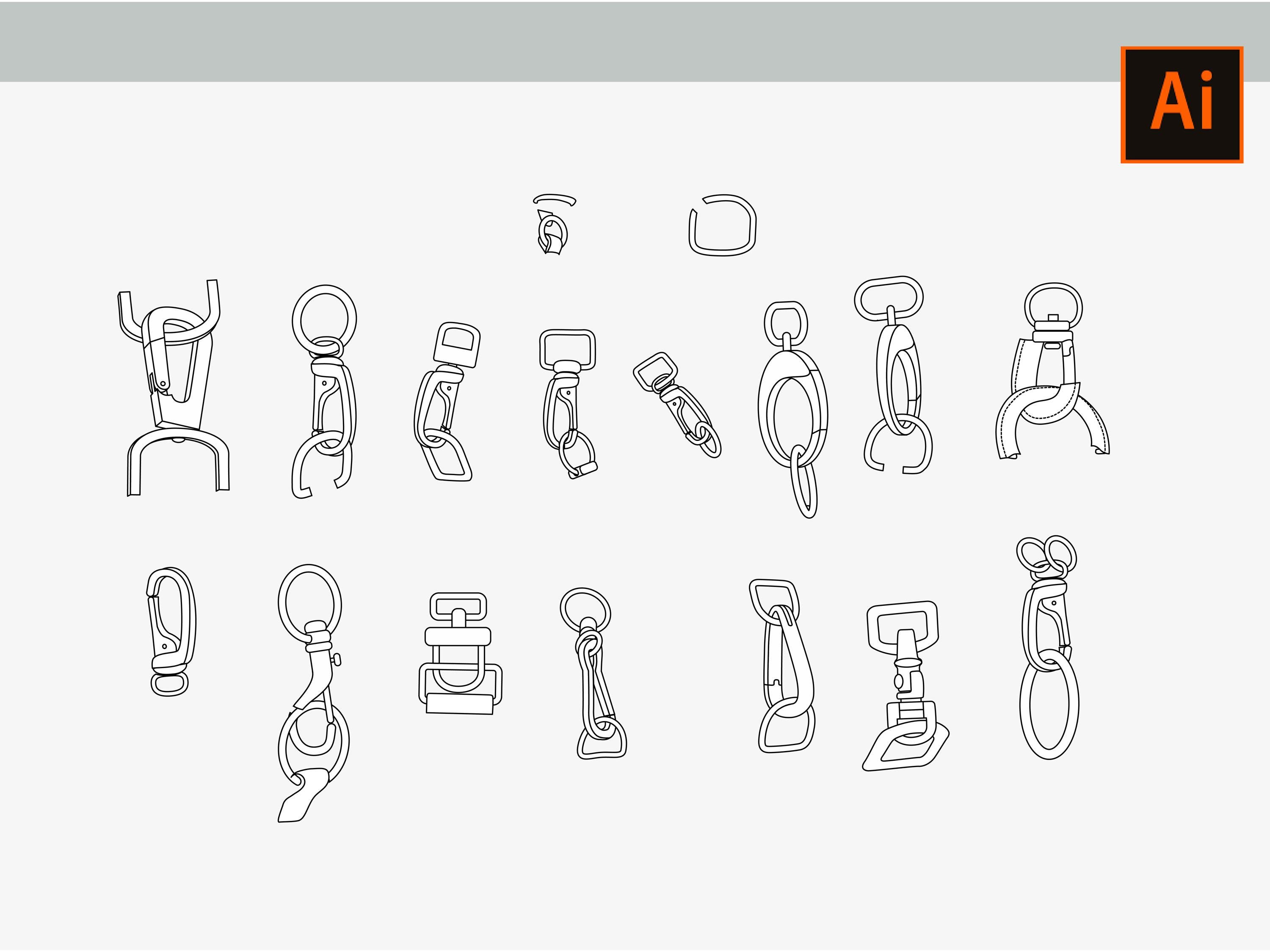 30+ Illustrator Fashion Trims Collection: Clasps, Hooks, Claw, Swivel ...