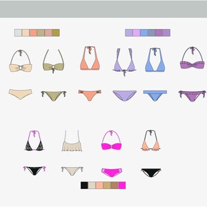 25+ Fashion CAD Template | Adobe Illustrator Sketch:25 Swim Tops and ...