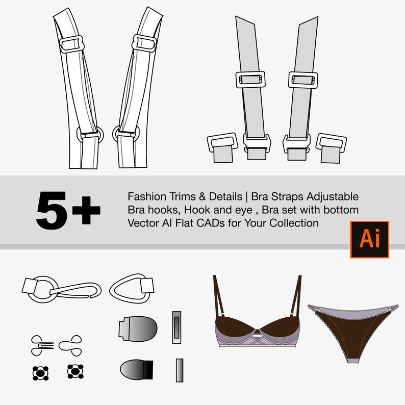 5+ Illustrator Fashion Trims Collection: Bra Straps Adjustable 2 Types ...