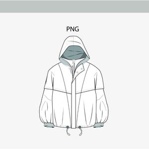 Fashion CAD Template | Adobe Illustrator Sketch:rain Jacket With Hood ...