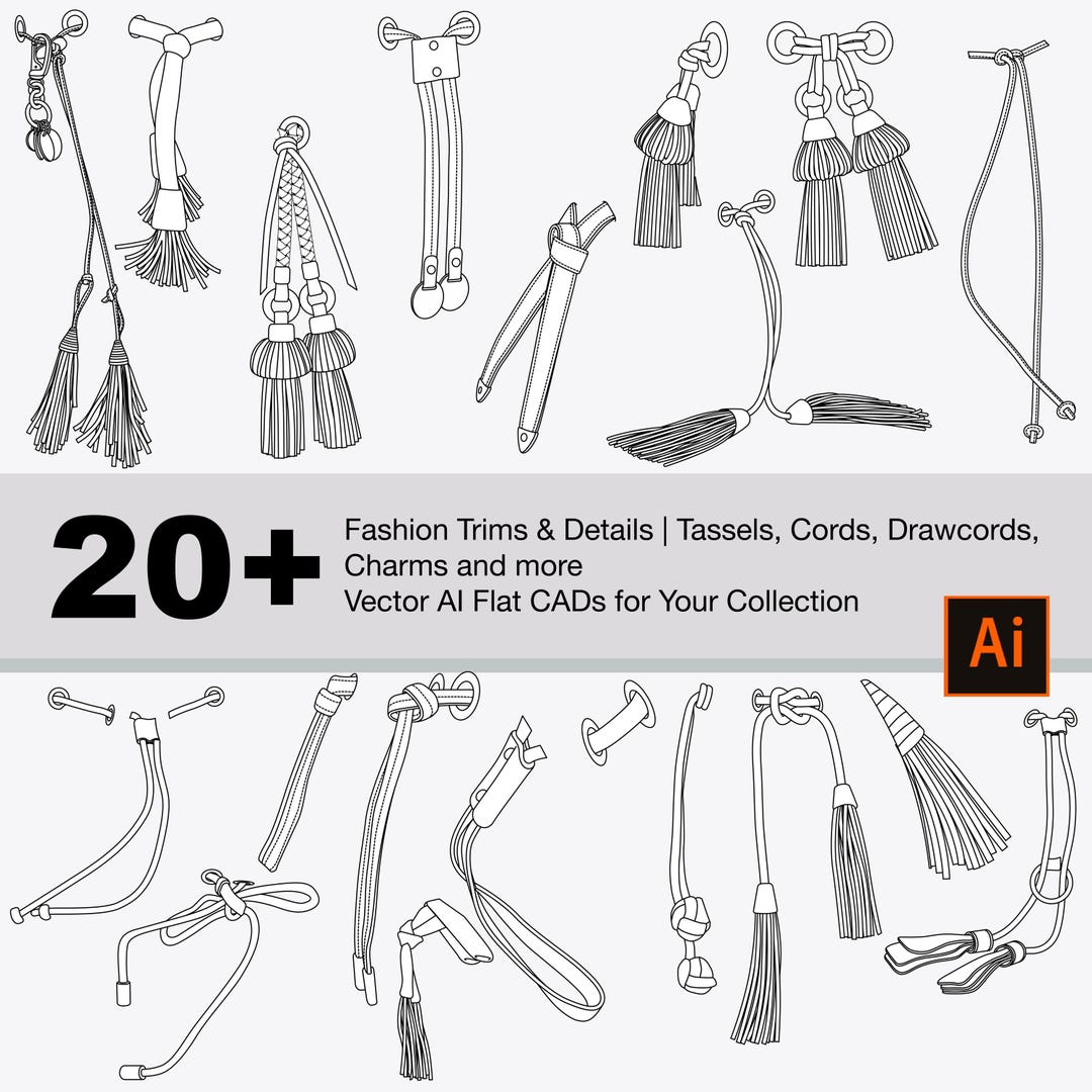 20+ Illustrator Fashion Trims Collection: Tassels, Drawcord and Details ...