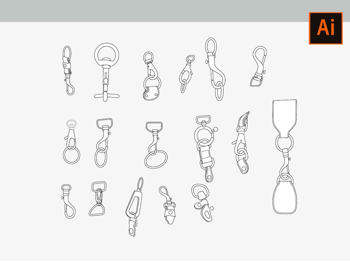 30+ Illustrator Fashion Trims Collection: Clasps, Hooks, Claw, Swivel ...