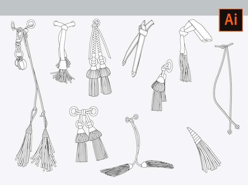 20+ Illustrator Fashion Trims Collection: Tassels, Drawcord and Details ...