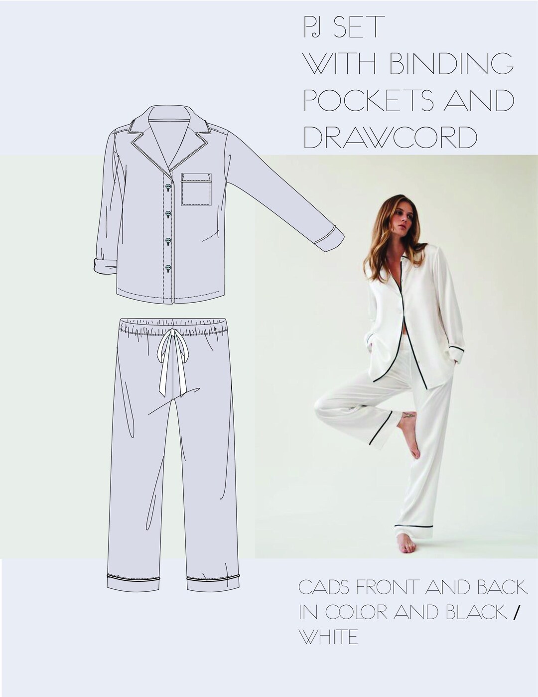 Illustrator Cads Ai Flat Drawing Pj Set Front And Back Mockup