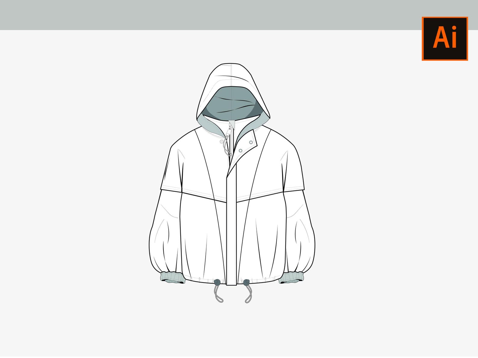 Fashion CAD Template | Adobe Illustrator Sketch:rain Jacket With Hood ...