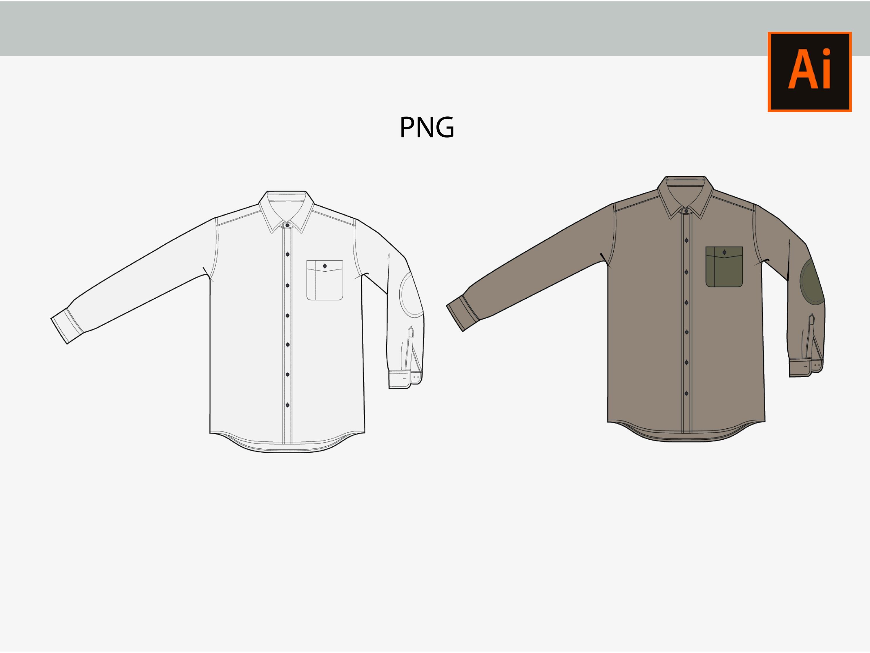 Fashion CAD Template | Adobe Illustrator Sketch: Over Shirt With Elbow ...