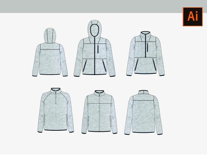 5+ Fashion CAD Template | Adobe Illustrator Sketch:men Polar Fleece Cad ...
