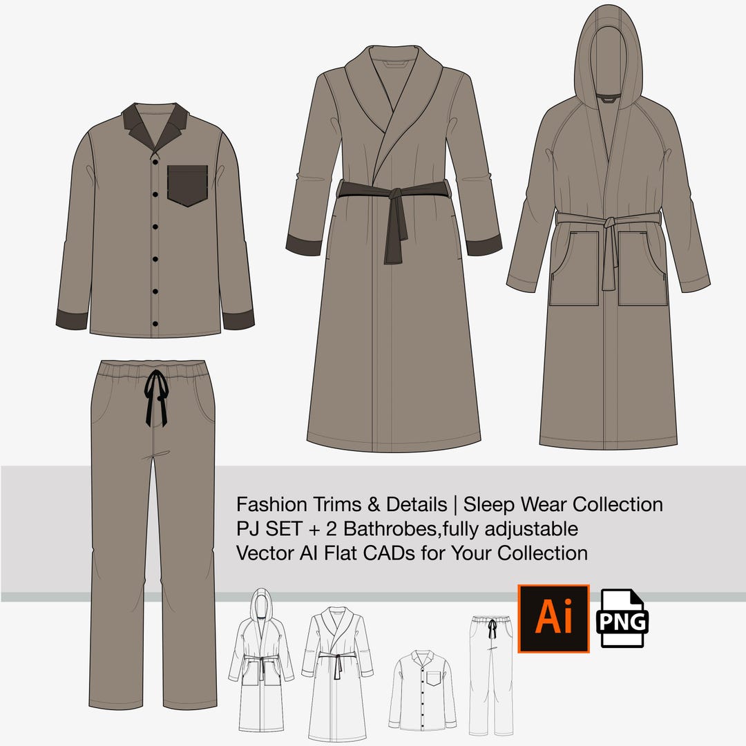 4+ Fashion CAD Template | Adobe Illustrator Sketch: Sleepwear ...