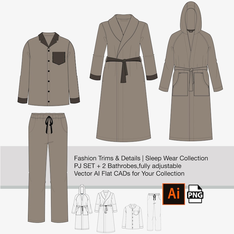 4+ Fashion CAD Template | Adobe Illustrator Sketch: Sleepwear ...