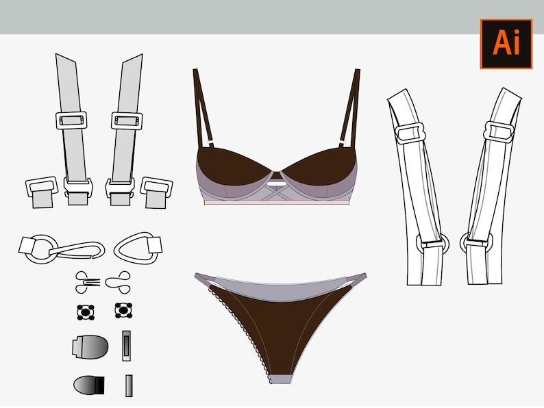 5+ Illustrator Fashion Trims Collection: Bra Straps Adjustable 2 Types ...