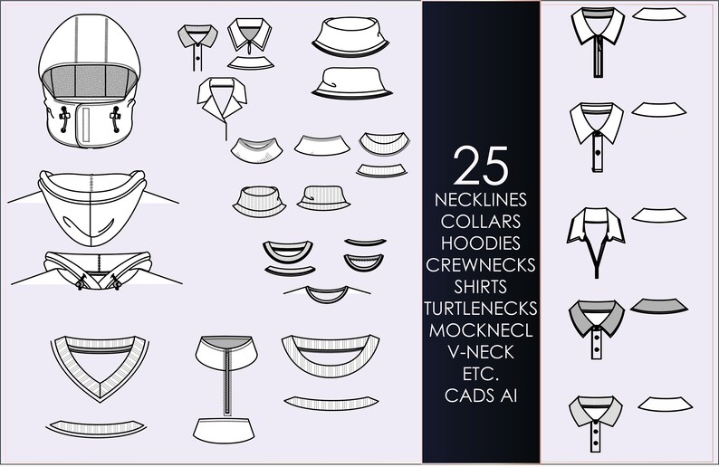Illustrator Detailed Necklines Over 25 Samples, Each Adjustable, Shirt ...