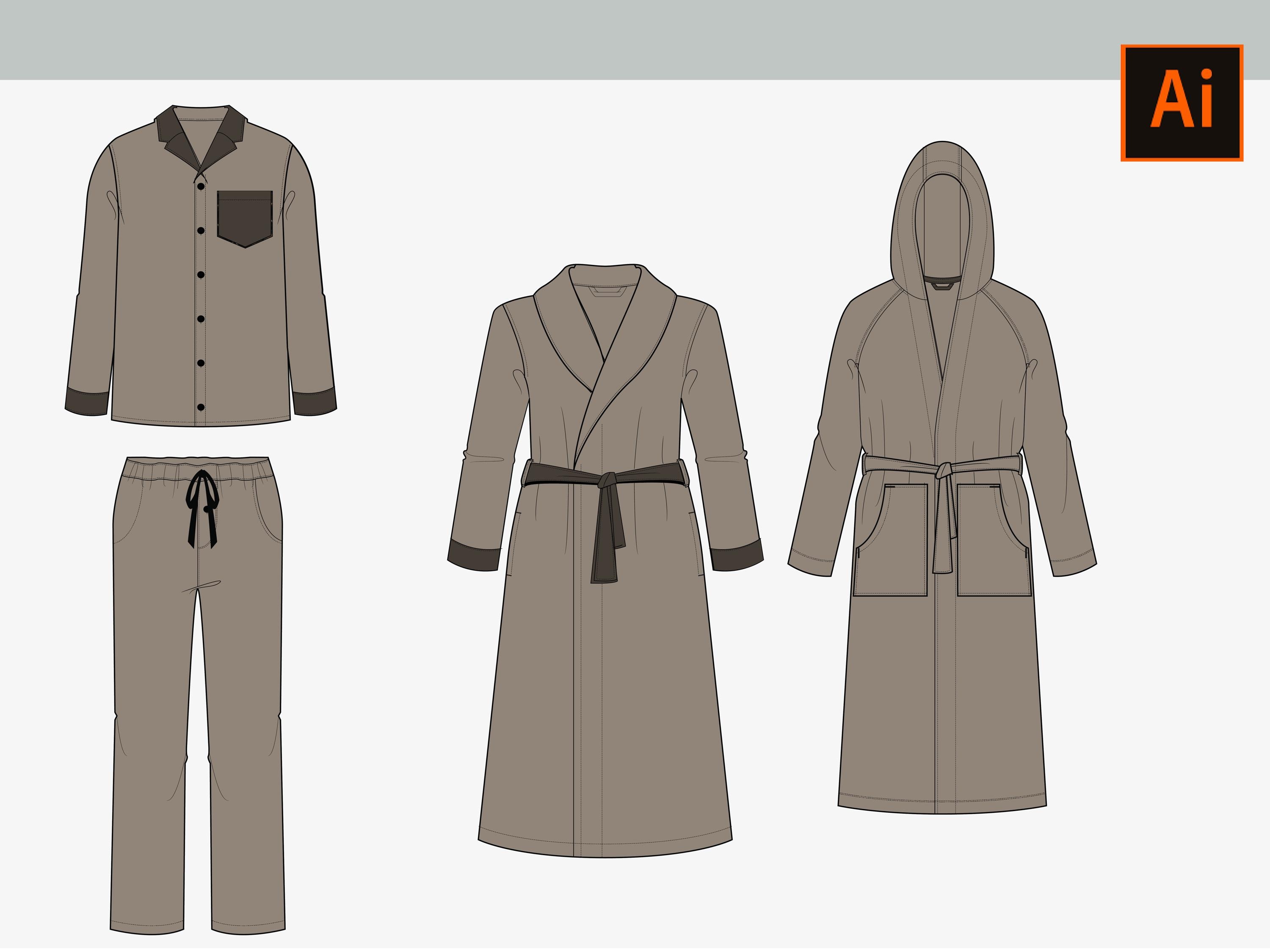 4+ Fashion CAD Template | Adobe Illustrator Sketch: Sleepwear ...