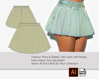 Fashion CAD Template | Adobe Illustrator Sketch:flared Skirt With ...