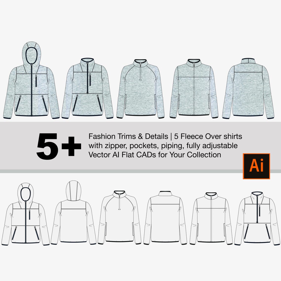 5+ Fashion CAD Template | Adobe Illustrator Sketch:men Polar Fleece Cad ...