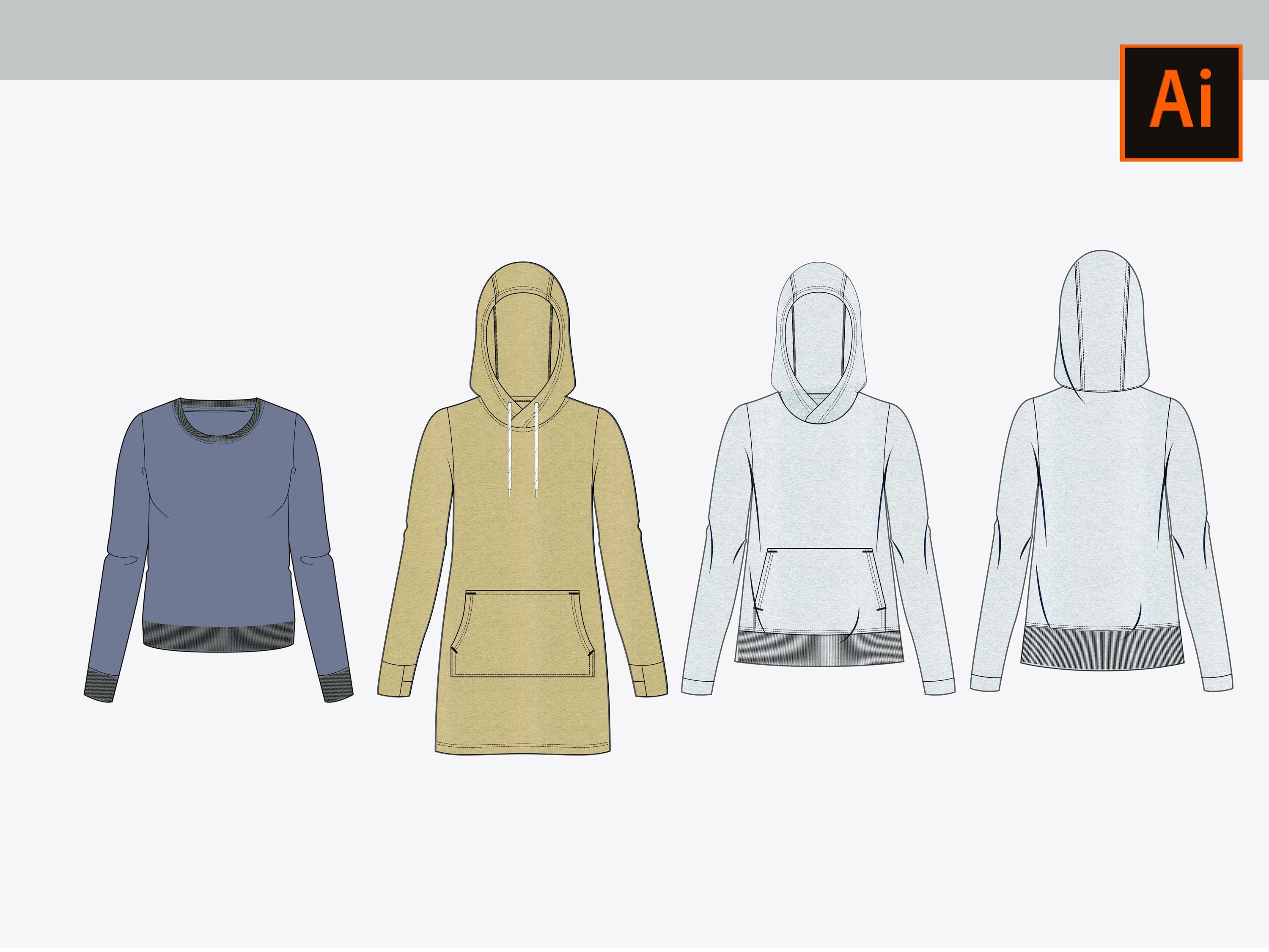 Fashion CAD Template | Adobe Illustrator Sketch: Women's Lounge ...