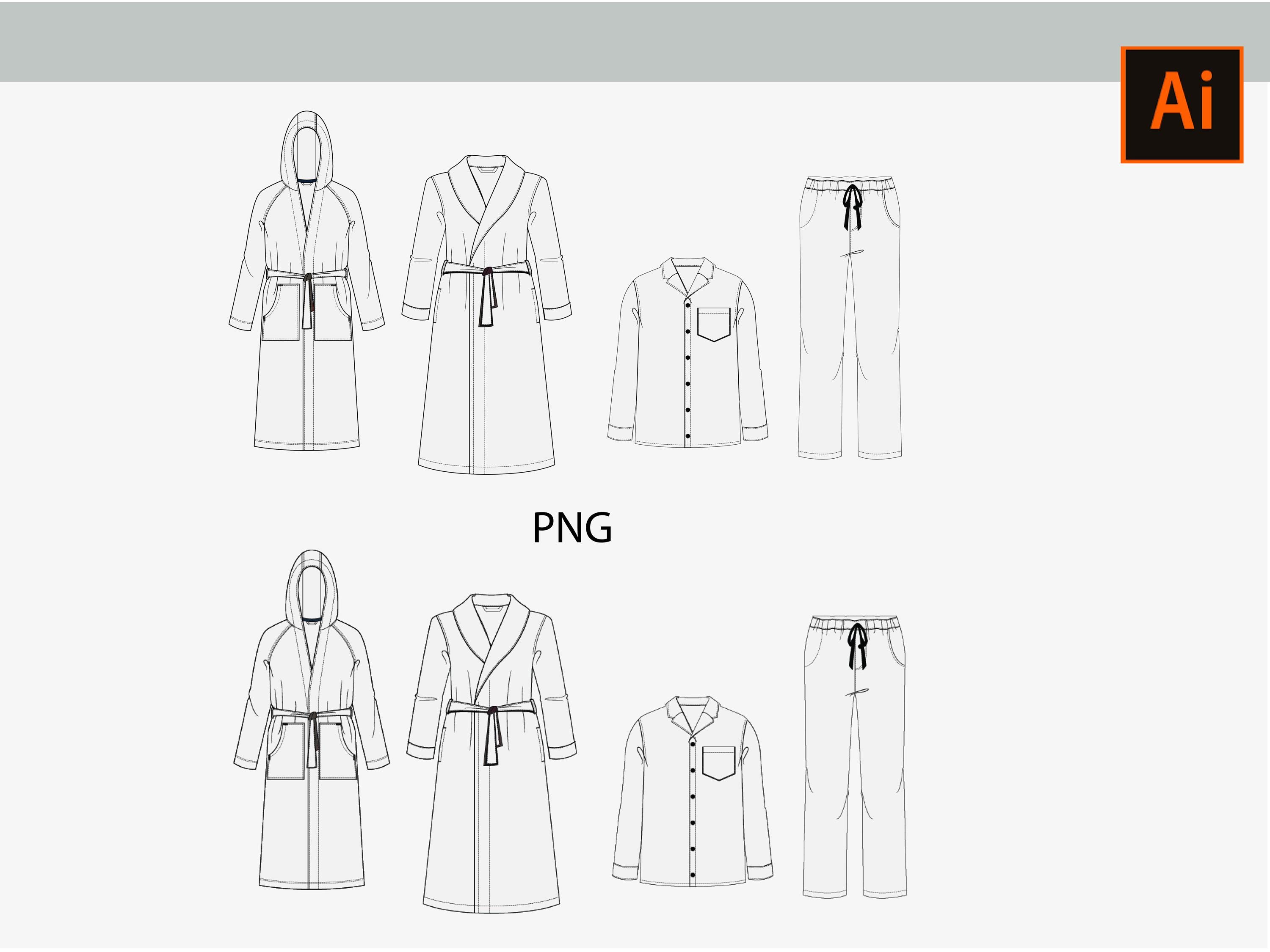 4+ Fashion CAD Template | Adobe Illustrator Sketch: Sleepwear ...