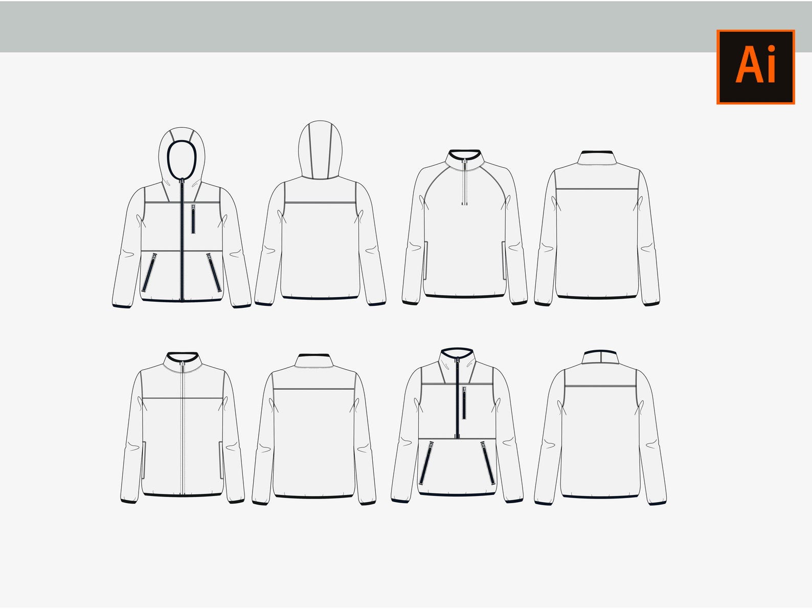 5+ Fashion CAD Template | Adobe Illustrator Sketch:men Polar Fleece Cad ...