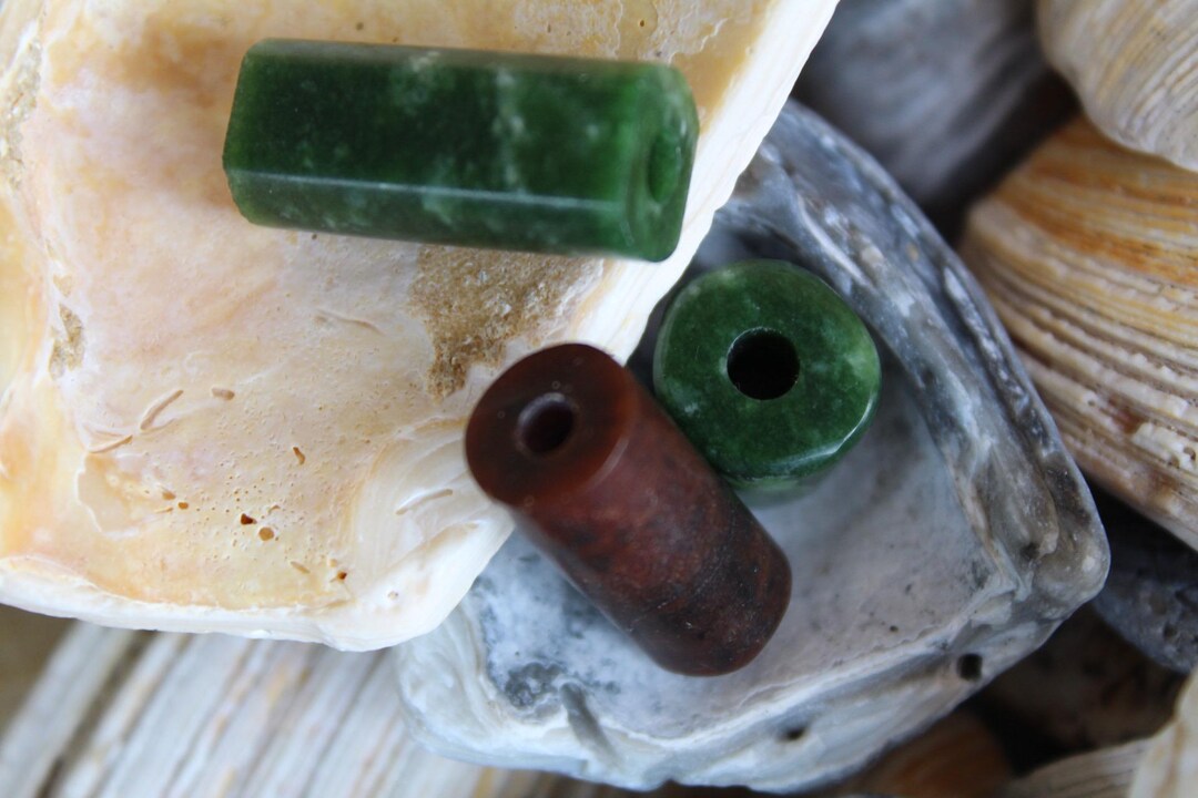Set of 3 Nephrite Beads, 1 Red California and 2 Emerald Wyoming, Jade ...