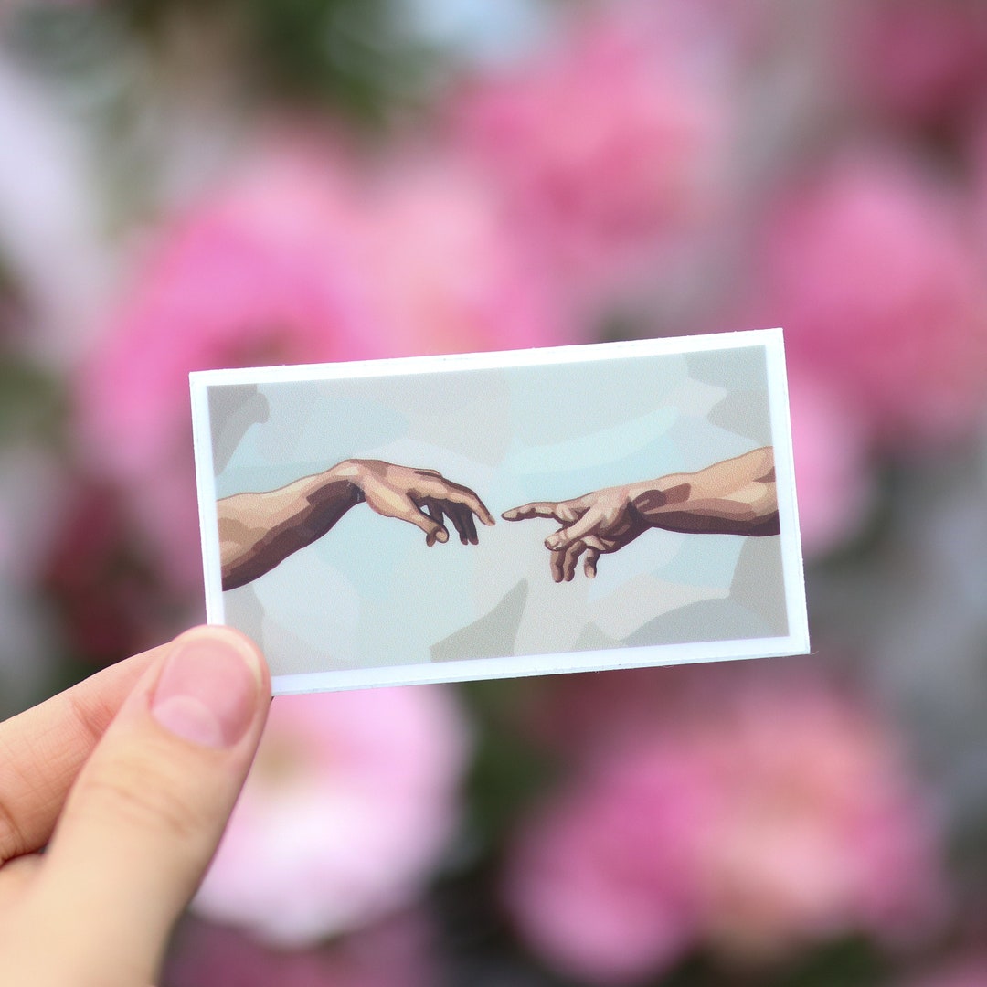Creation of Adam Transparent Sticker | Michelangelo Sticker, Trendy ...