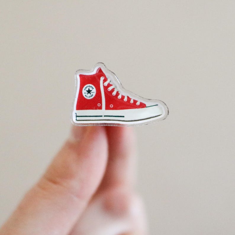 Hightop Shoe Acrylic Pin | Shoe Gift Idea, Black Hightops, Shoes, Cute ...