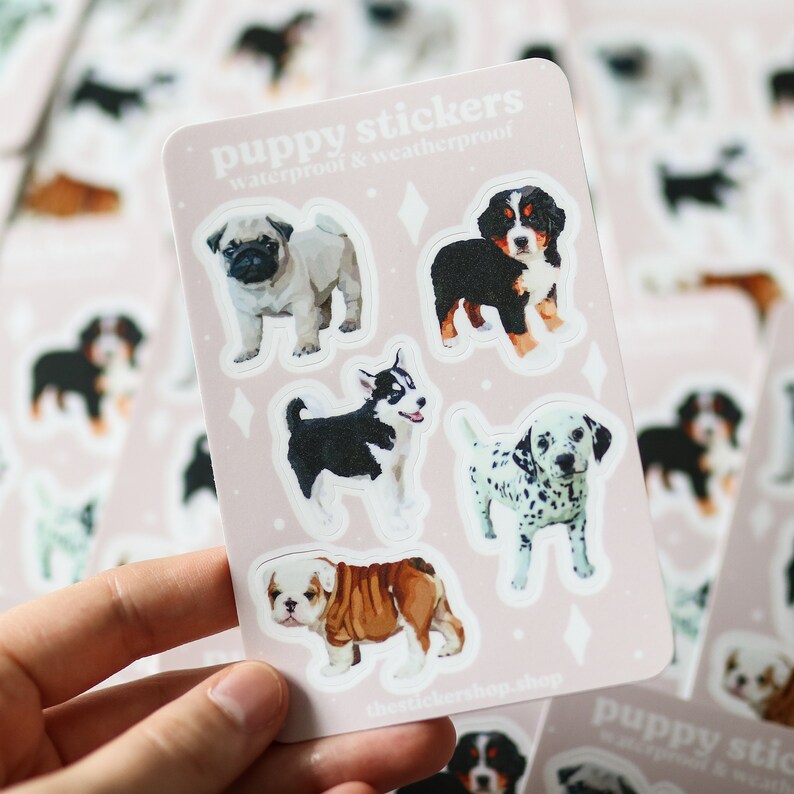 Mini Puppy Stickers | Waterproof, Gift Idea, Sticker Sheet ...