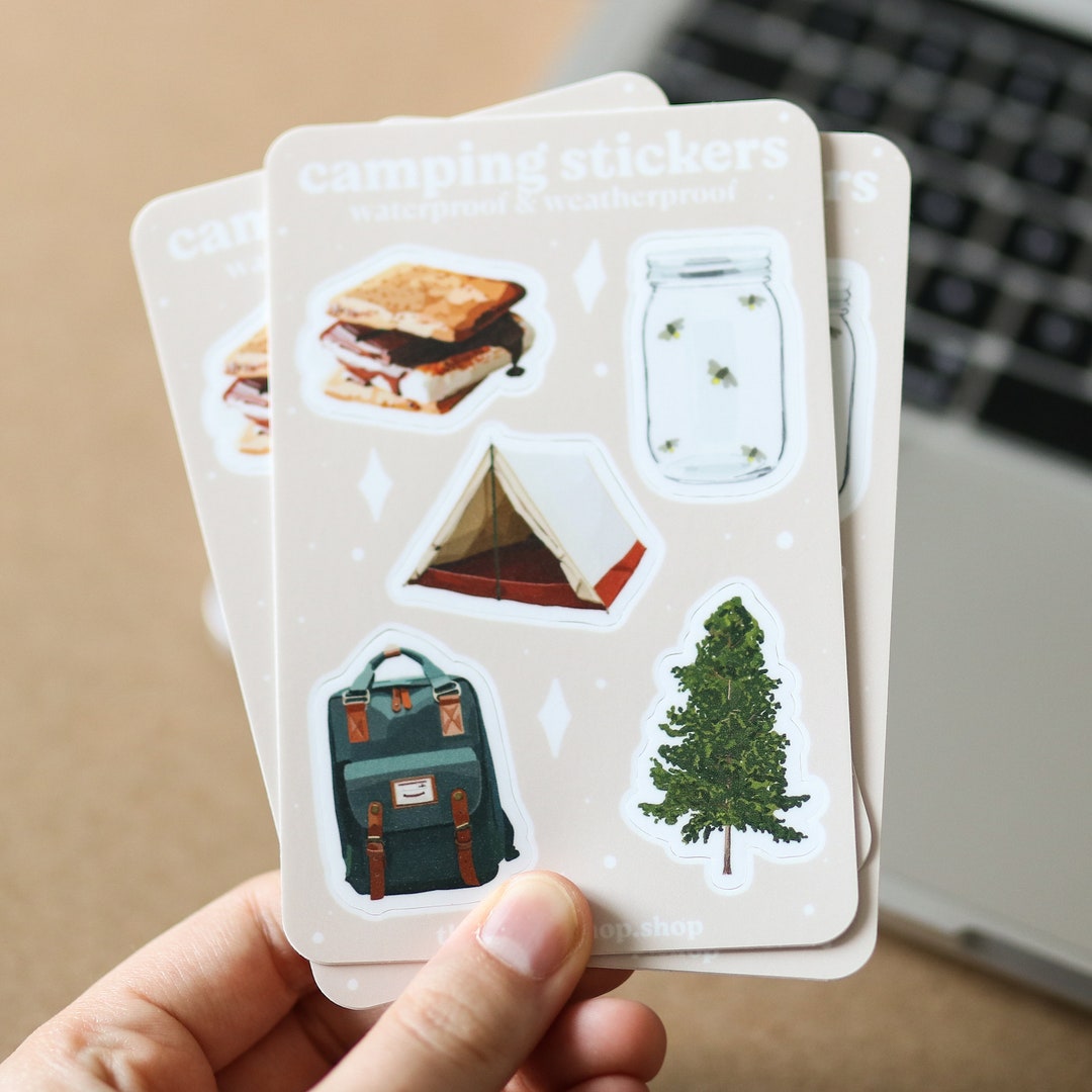 Mini Camping Stickers | Waterproof, Gift Idea, Sticker Sheet ...