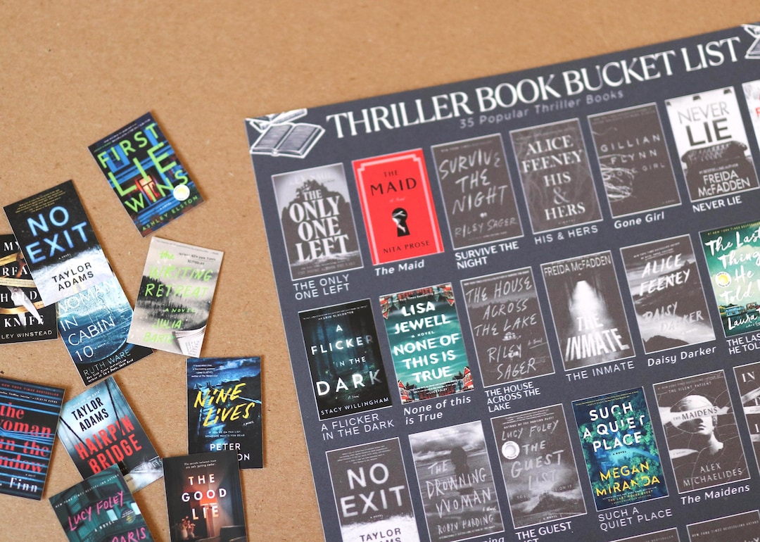 Thriller Books Bucket List Sticker POSTER || 35 Stickers, Reading ...