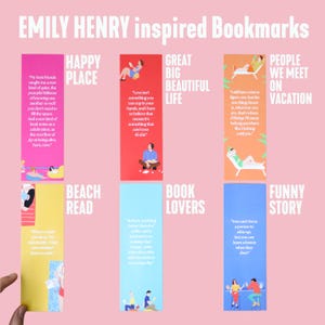Emily Henry Inspired Bookmarks | Reading Tracker Tiny Book Journal ...