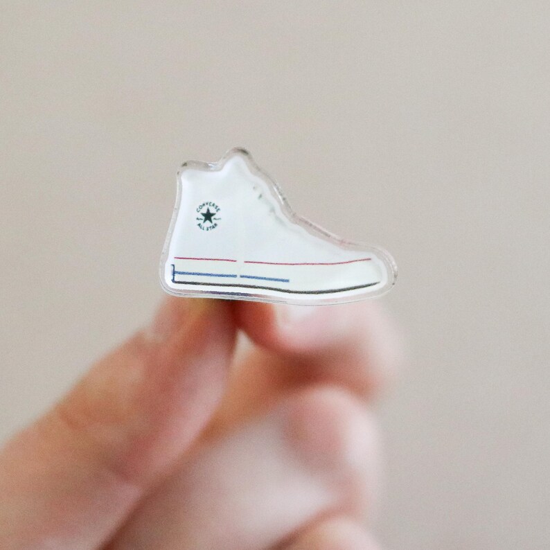 Hightop Shoe Acrylic Pin | Shoe Gift Idea, Black Hightops, Shoes, Cute ...