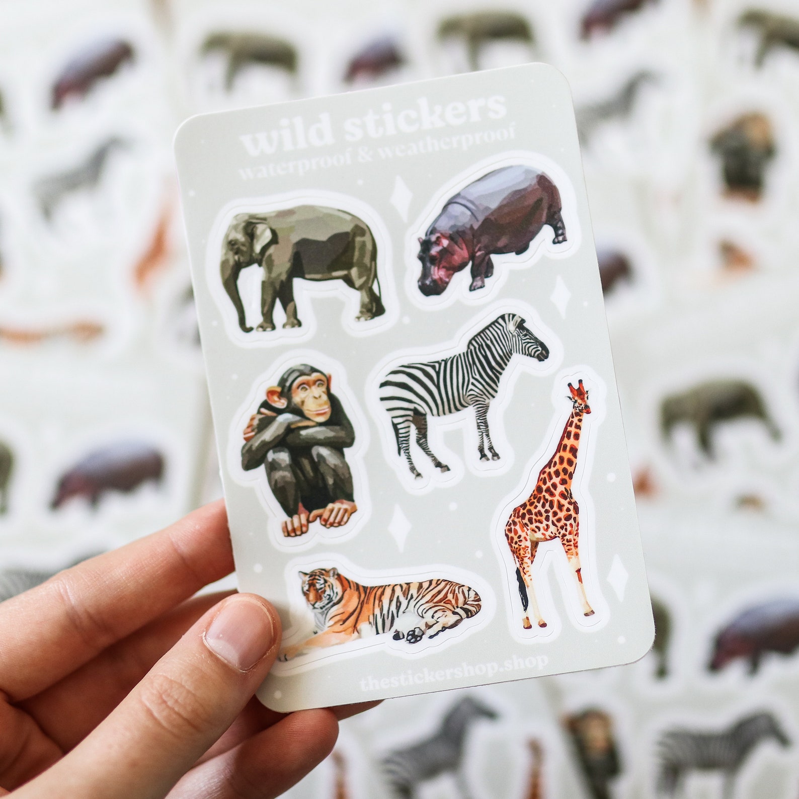 Mini Wild Animal Stickers | Waterproof, Gift Idea, Sticker Sheet ...