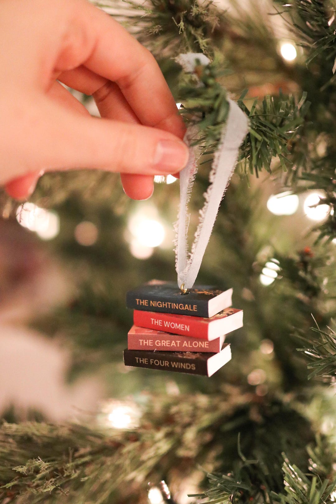 Kristin Hannah Mini Book Stack Ornament | Handmade Christmas Gift ...