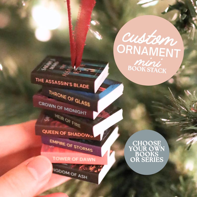 CUSTOM Mini Book Stack Ornament | Handmade Christmas Fantasy Series ...